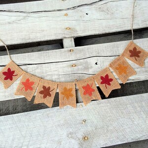 Fall Leaves Mini Burlap Banner, Rustic Autumn Decor, Thanksgiving Decor ...