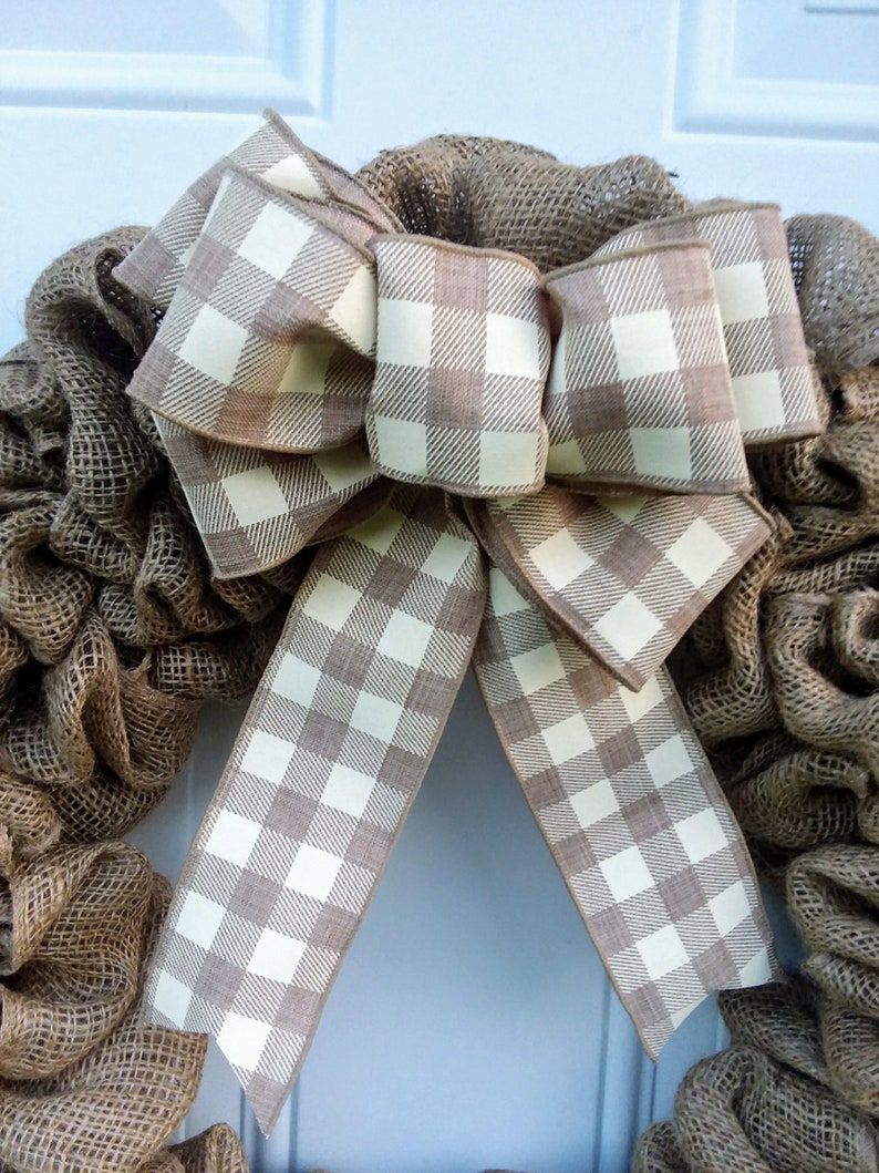 Tan and Cream Buffalo Check Bow - Etsy
