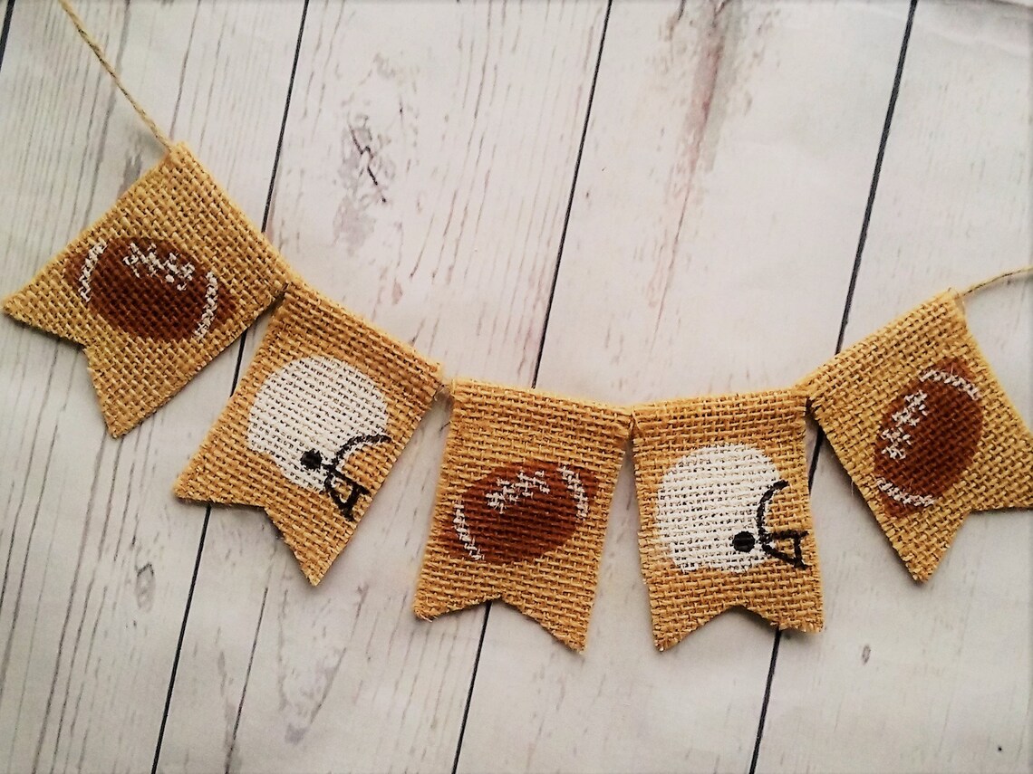 Football Burlap Banner Reversible Sports Mini Banner - Etsy