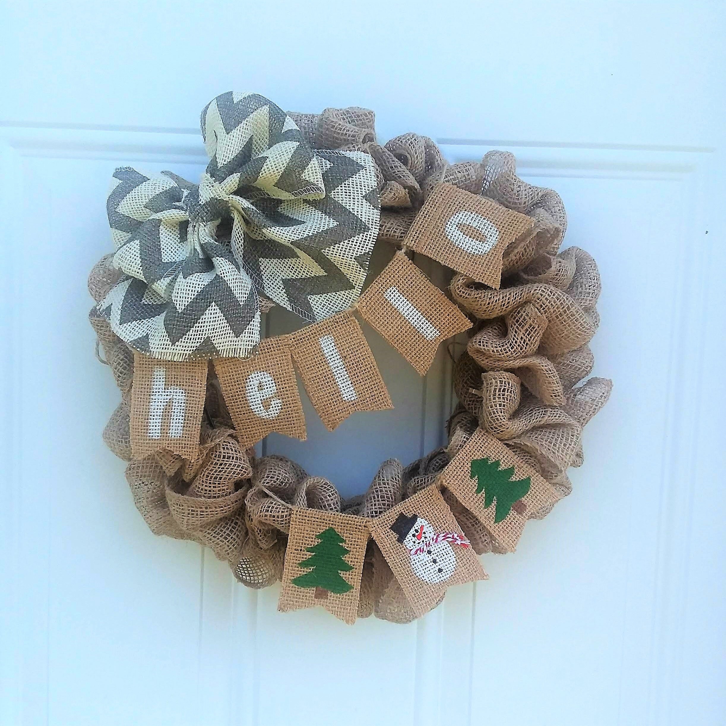 Small Interchangeable Hello Burlap Wreath With 4 Reversible | Etsy