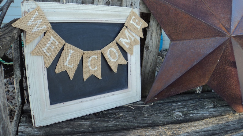 WELCOME Mini Burlap Banner for Wreaths and Small Spaces | Etsy