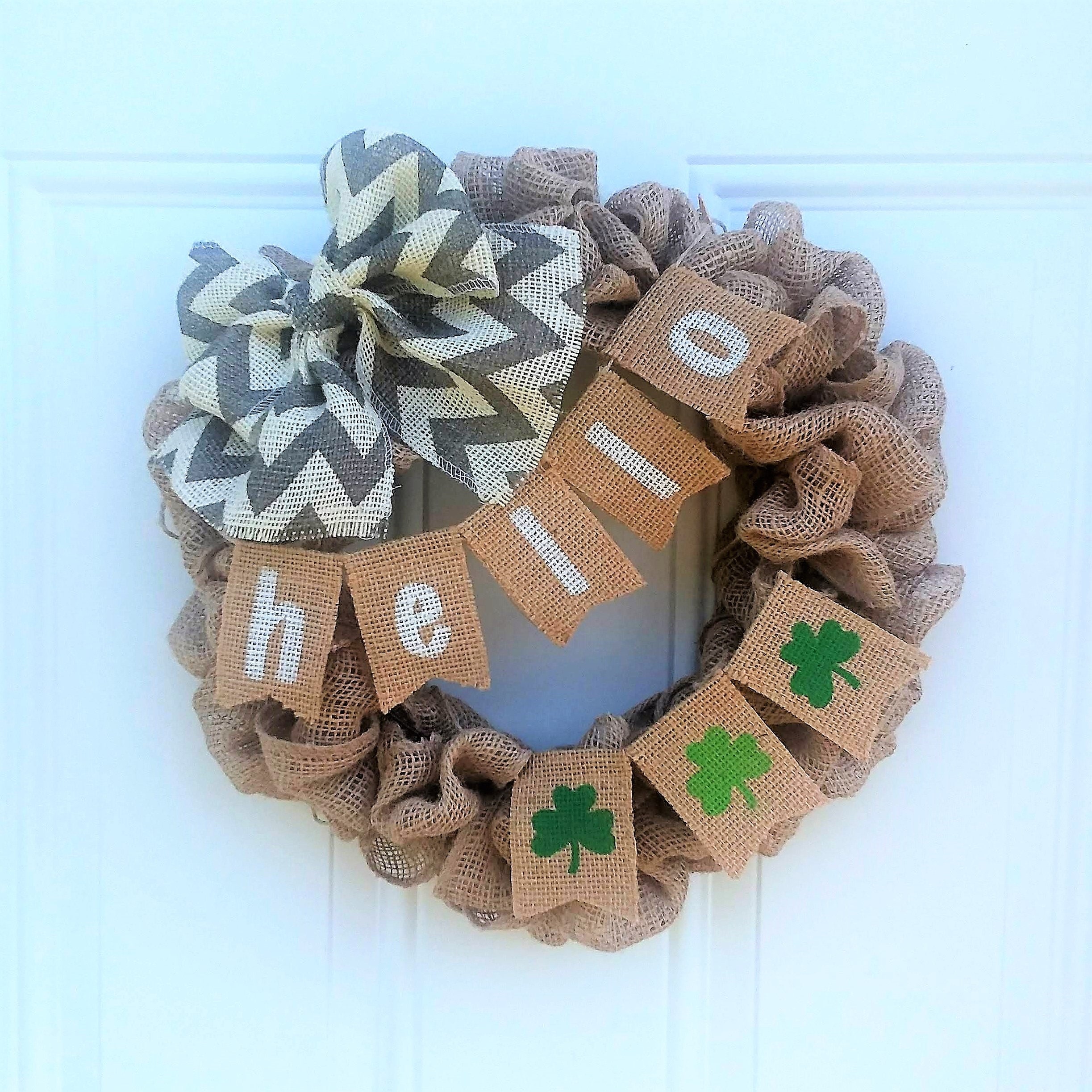 Small Interchangeable Hello Burlap Wreath With 4 Reversible | Etsy