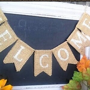 WELCOME Mini Burlap Banner for Wreaths and Small Spaces - Etsy