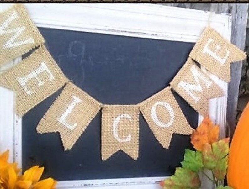 WELCOME Mini Burlap Banner for Wreaths and Small Spaces | Etsy