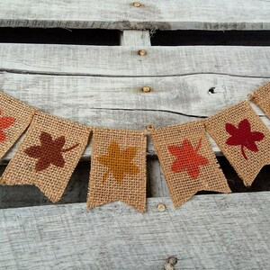 Fall Leaves Mini Burlap Banner, Rustic Autumn Decor, Thanksgiving Decor ...