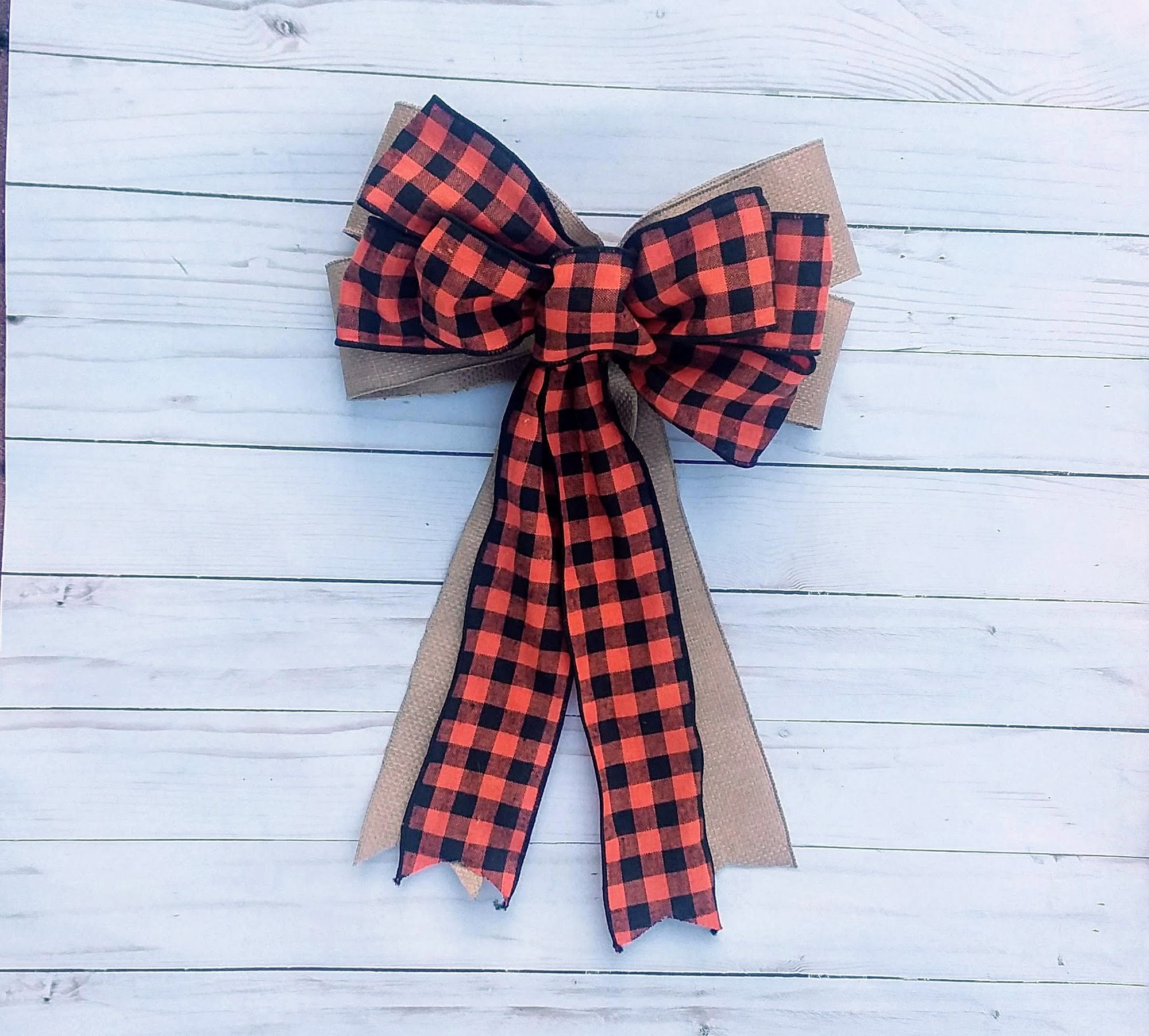 Fall Buffalo Plaid Bow for Wreath Harvest Bow for Fall | Etsy
