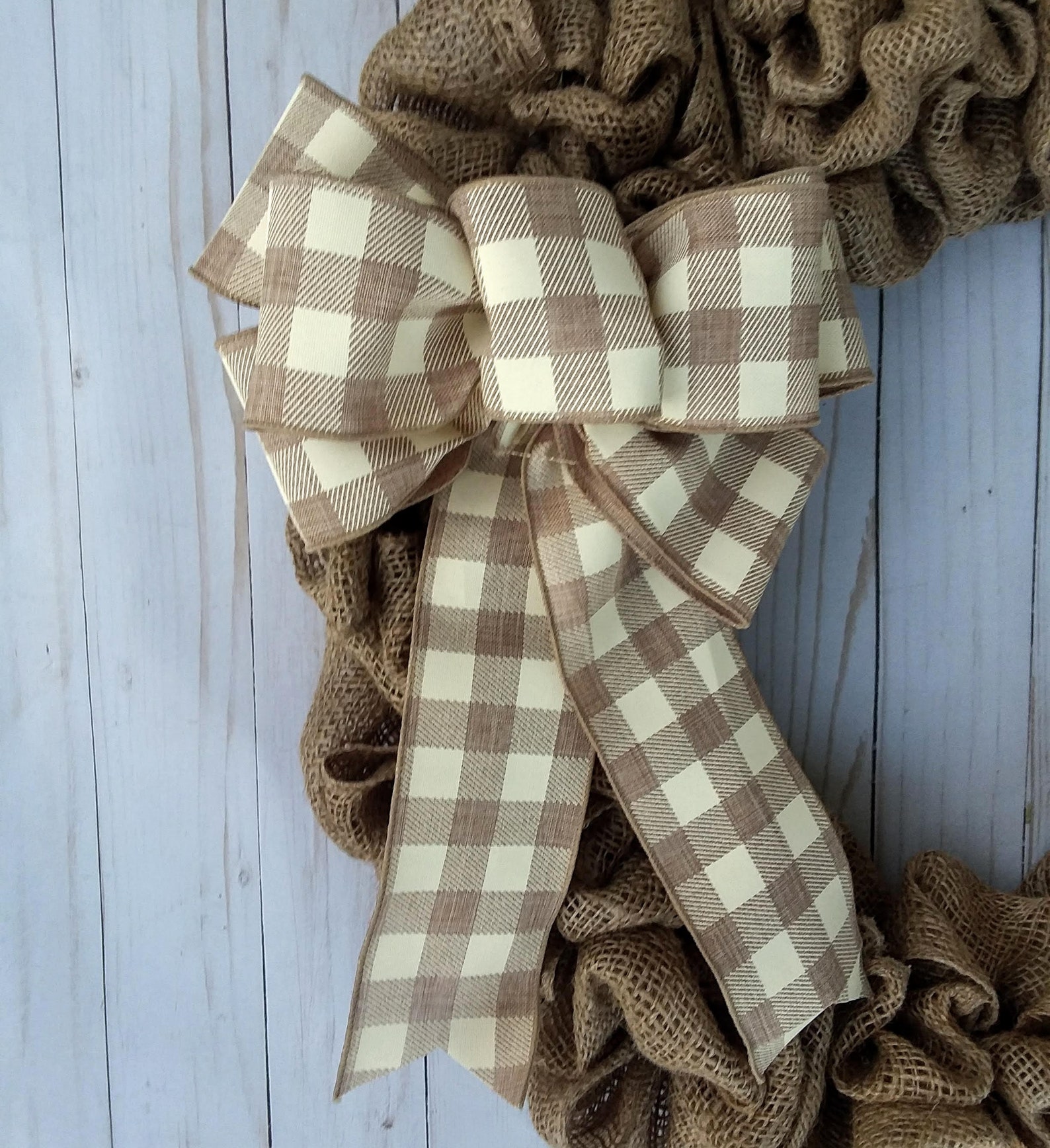 Tan and Cream Buffalo Check Bow - Etsy