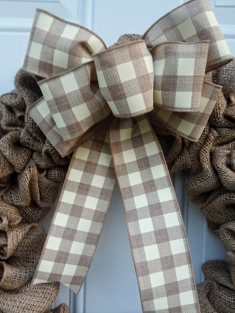 Tan and Cream Buffalo Check Bow | Etsy