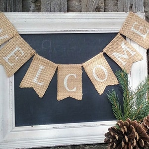 WELCOME Mini Burlap Banner for Wreaths and Small Spaces - Etsy