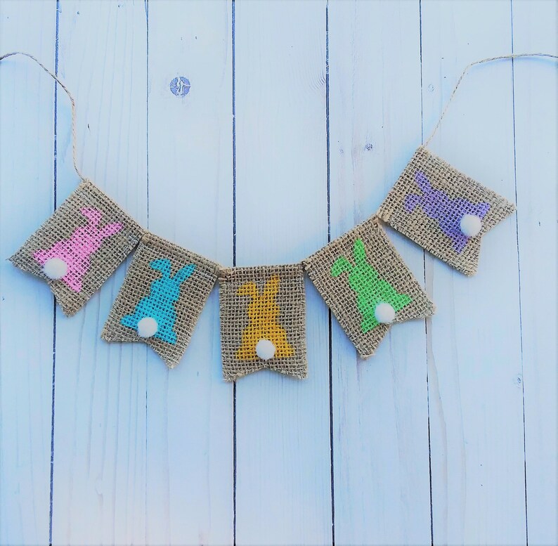 Easter Bunny Mini Burlap Banner Easter Decor Spring Banner - Etsy