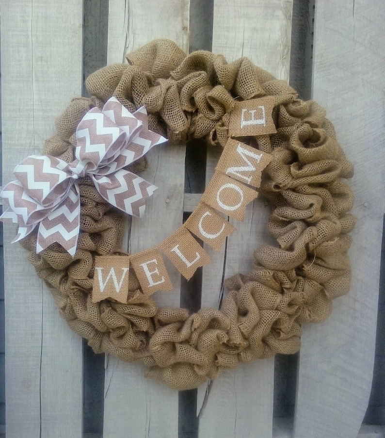 WELCOME Mini Burlap Banner for Wreaths and Small Spaces | Etsy