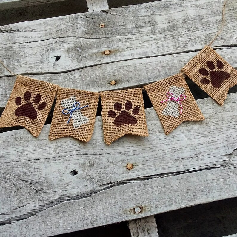 Puppy Dog Mini Burlap Banner for Birthday Party Paws and | Etsy