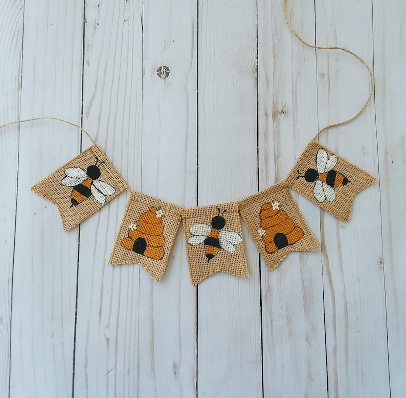 Bumble Bee Mini Burlap Banner, Bee Themed Birthday and Shower Decor ...