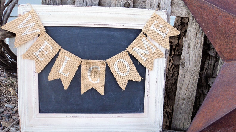 WELCOME Mini Burlap Banner for Wreaths and Small Spaces - Etsy