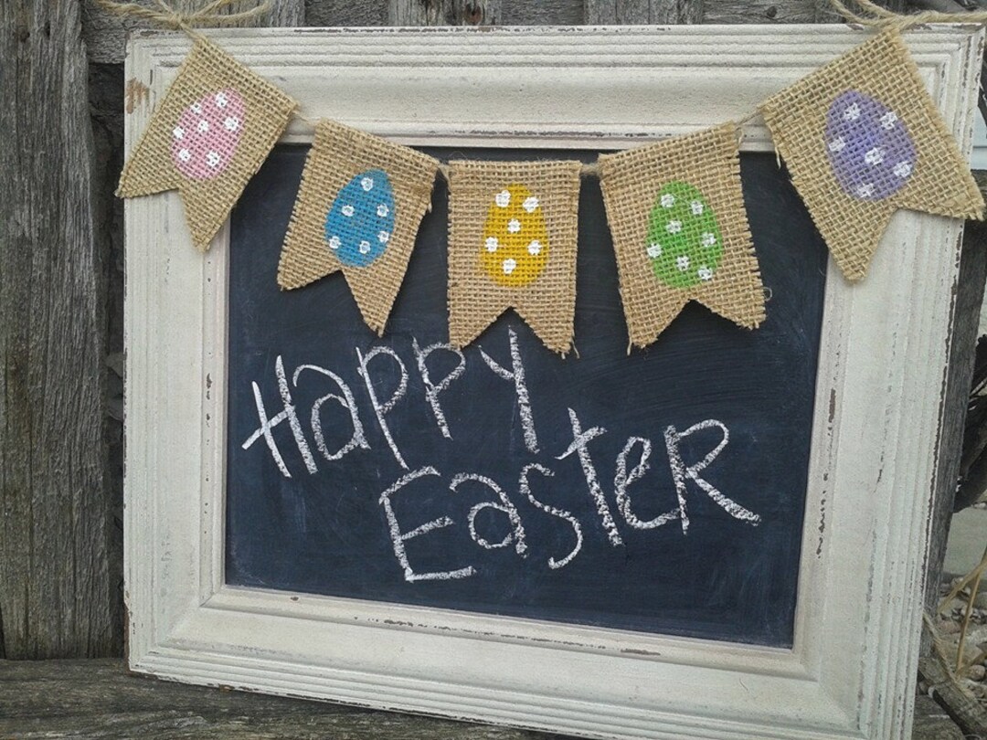 Easter Egg Mini Burlap Banner, Spring Wreath Decor, Tiny Banner for ...