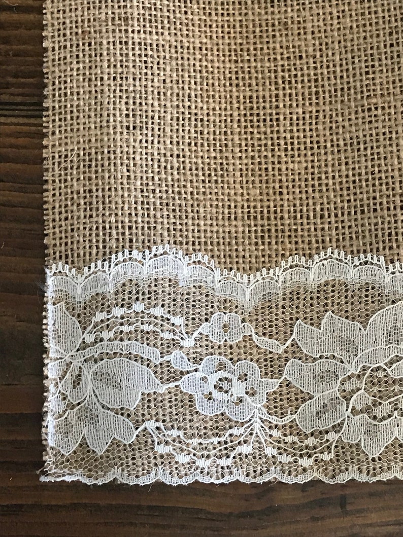 Burlap and Lace Wedding Table Runner Ivory or White Lace | Etsy