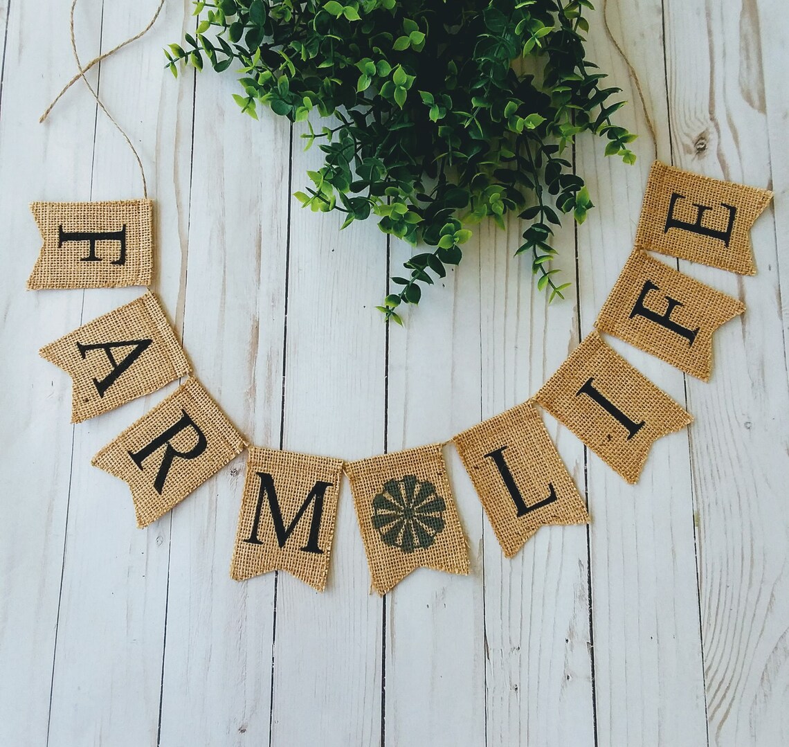 Farm Life Mini Burlap Banner Rustic Farmhouse Decor Windmill - Etsy