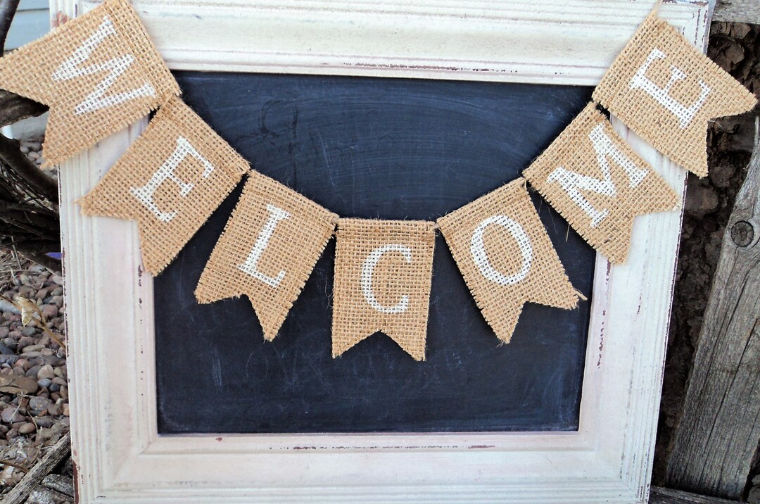 WELCOME Mini Burlap Banner for Wreaths and Small Spaces - Etsy