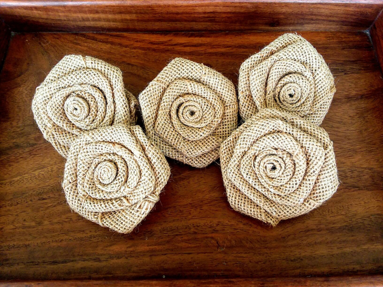 Large Burlap Roses-3" Sets of 5 or 10, Various Colors, Wedding Cake ...