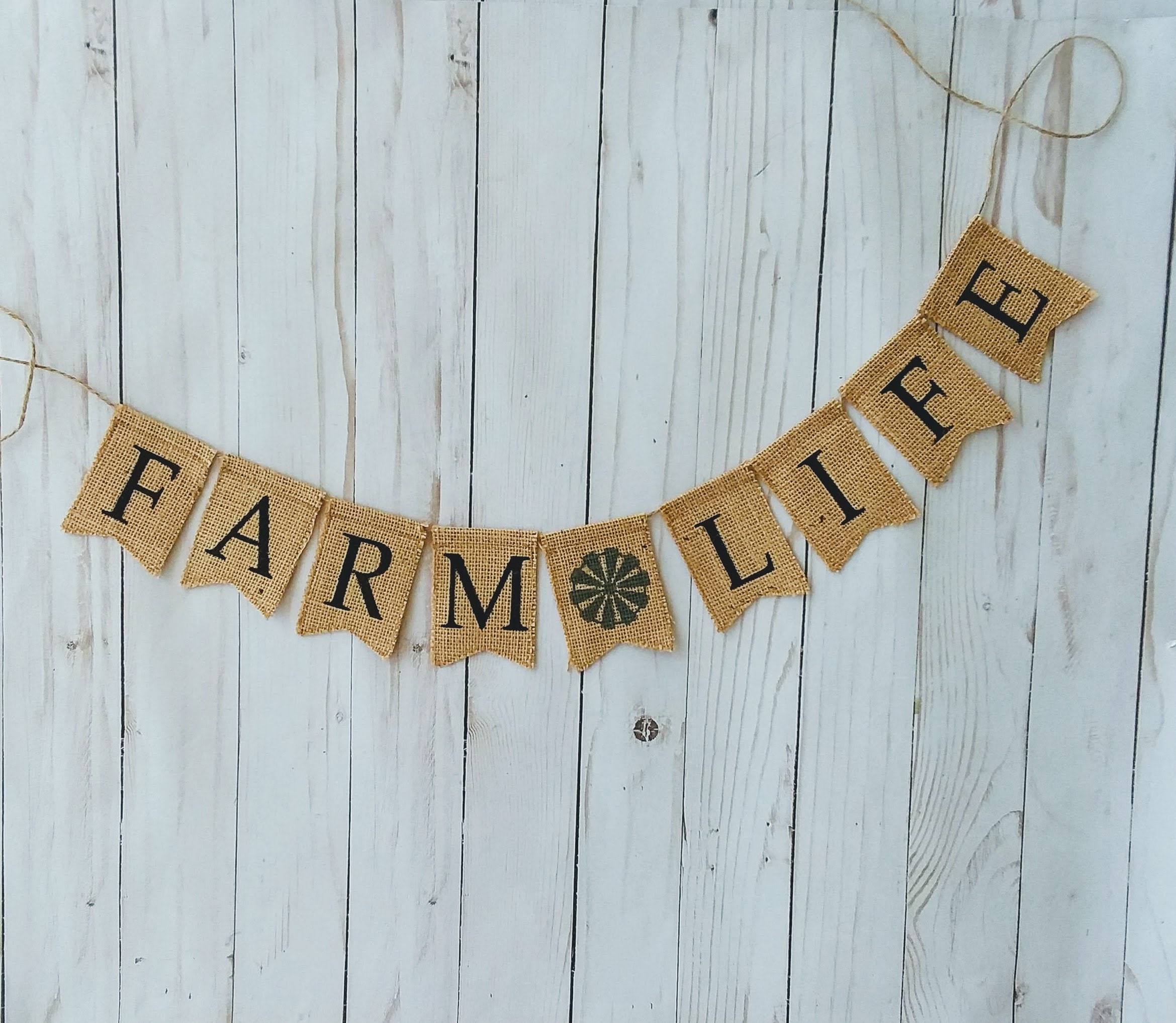 Farm Life Mini Burlap Banner Rustic Farmhouse Decor Windmill - Etsy