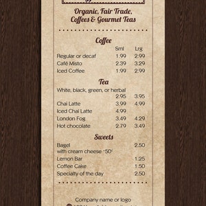Coffee Cart Menu Template Rack Card perfect for your kiosk or | Etsy