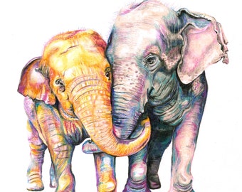 Elephant art | Etsy