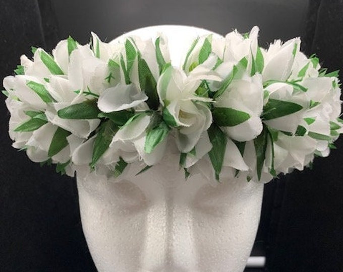 Hawaiian ROSE Poepoe Flower Haku Flower Crown Lei Haku Hawaiian Haku ...