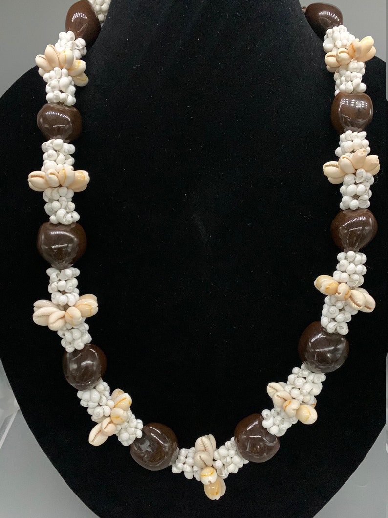 Hawaiian Koa Seed Cowrie Shell Kukui Nut Lei BROWN Kukui Lei - Etsy