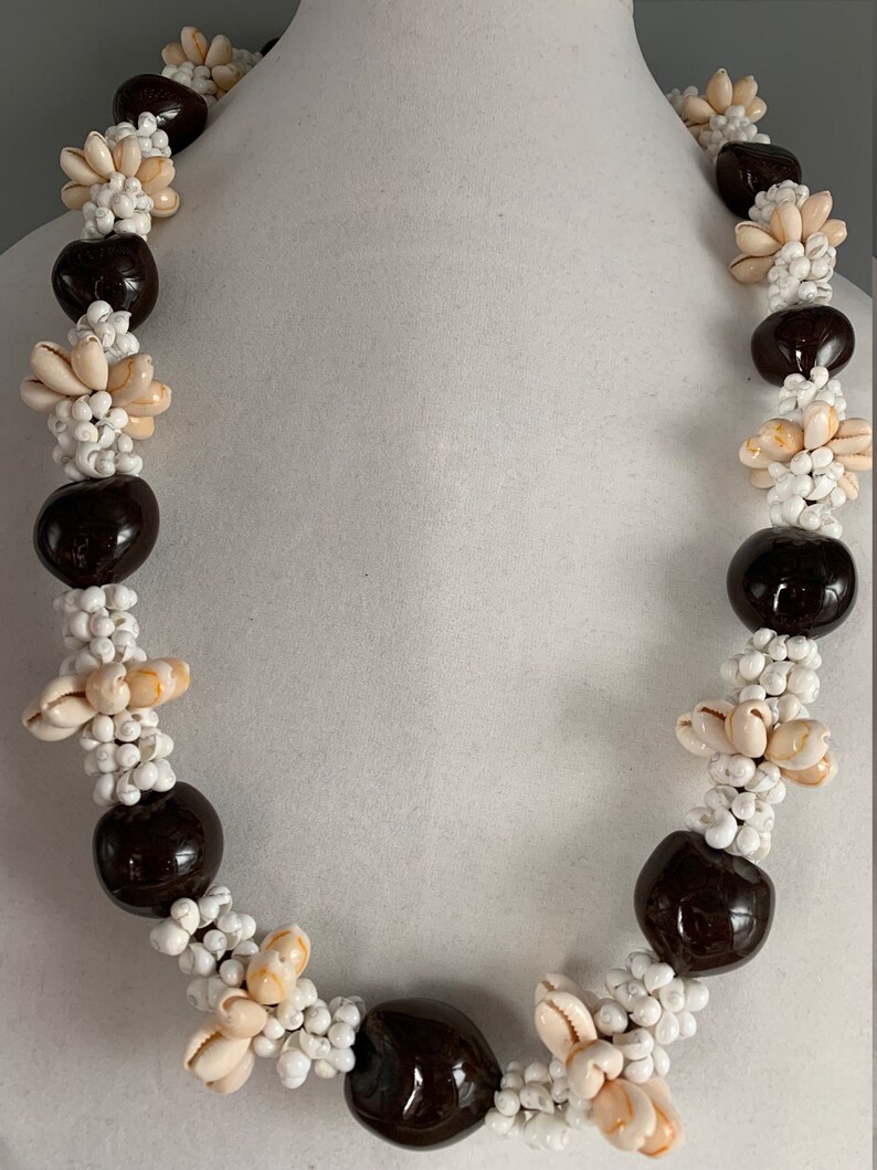 Hawaiian Koa Seed Cowrie Shell Kukui Nut Lei BROWN Kukui Lei - Etsy
