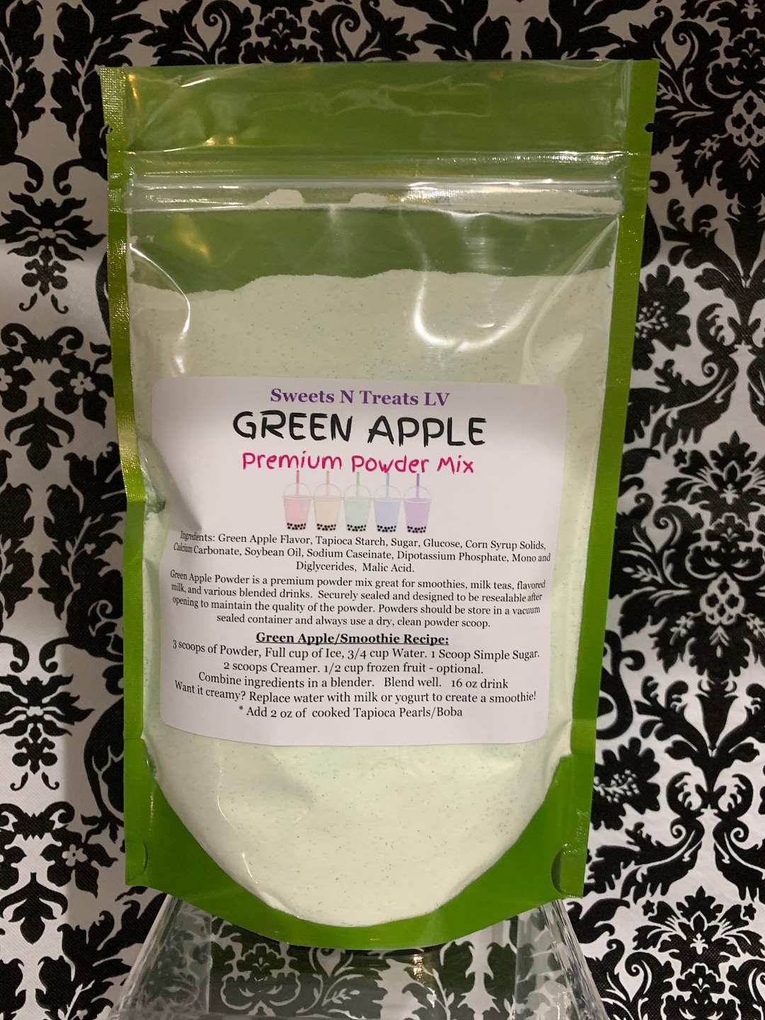Premium GREEN APPLE Powder Mix Boba Bubble Tea Tapioca Pearl Smoothie ...