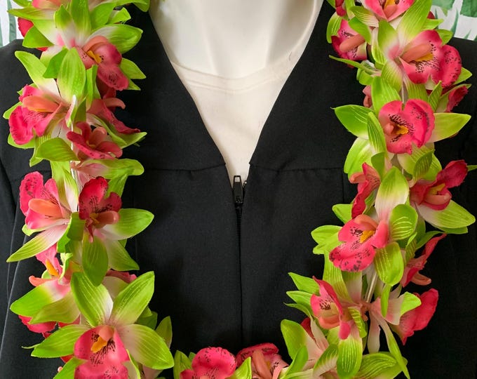 Class of 2025 Hawaiian ORCHID Flower Lei Fabric Flower Lei Graduation ...