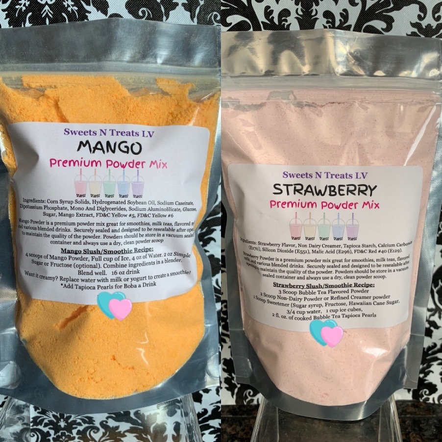 Premium MANGO Powder STRAWBERRY Powder Boba Bubble Tea Tapioca Pearl ...