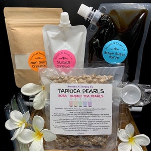 Deluxe SAMPLE KIT Powder Bubble Tea Boba Tapioca Pearls Brown Sugar ...