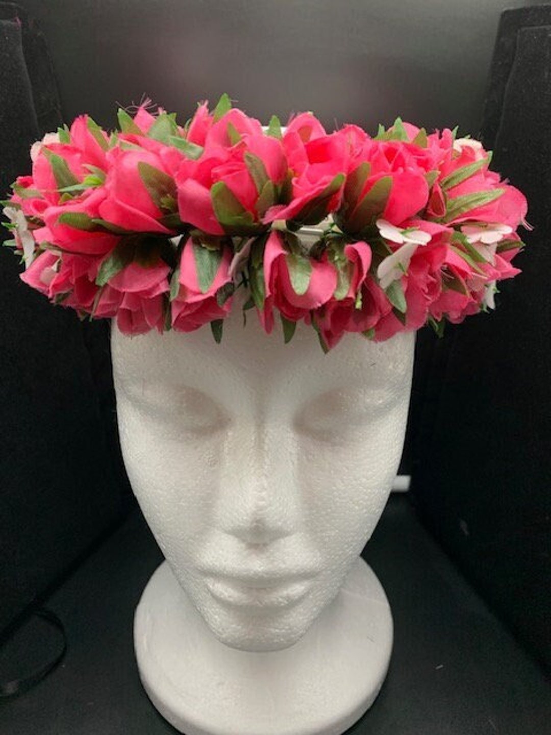 Hawaiian Rose Poepoe Flower Haku Flower Crown Lei Haku Hawaiian Haku Lei Graduation Wedding Luau