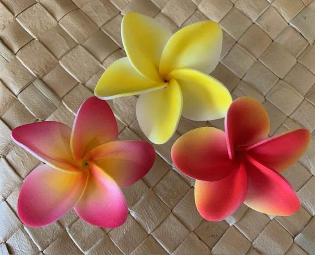 Hawaiian Plumeria FOAM Flower Hair PICK Wedding Pick Graduation Flower ...