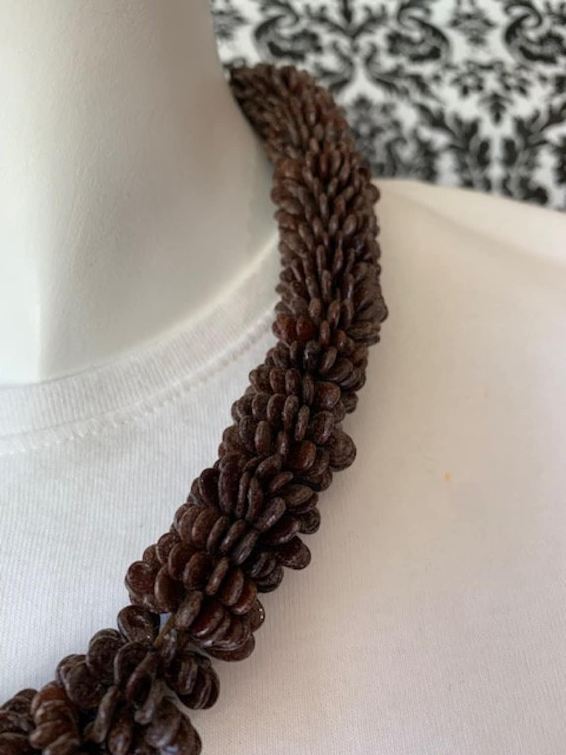 Hawaiian Koa Seed Lei Necklace Ipil Ipil Seed Lei BROWN Kukui Lei ...