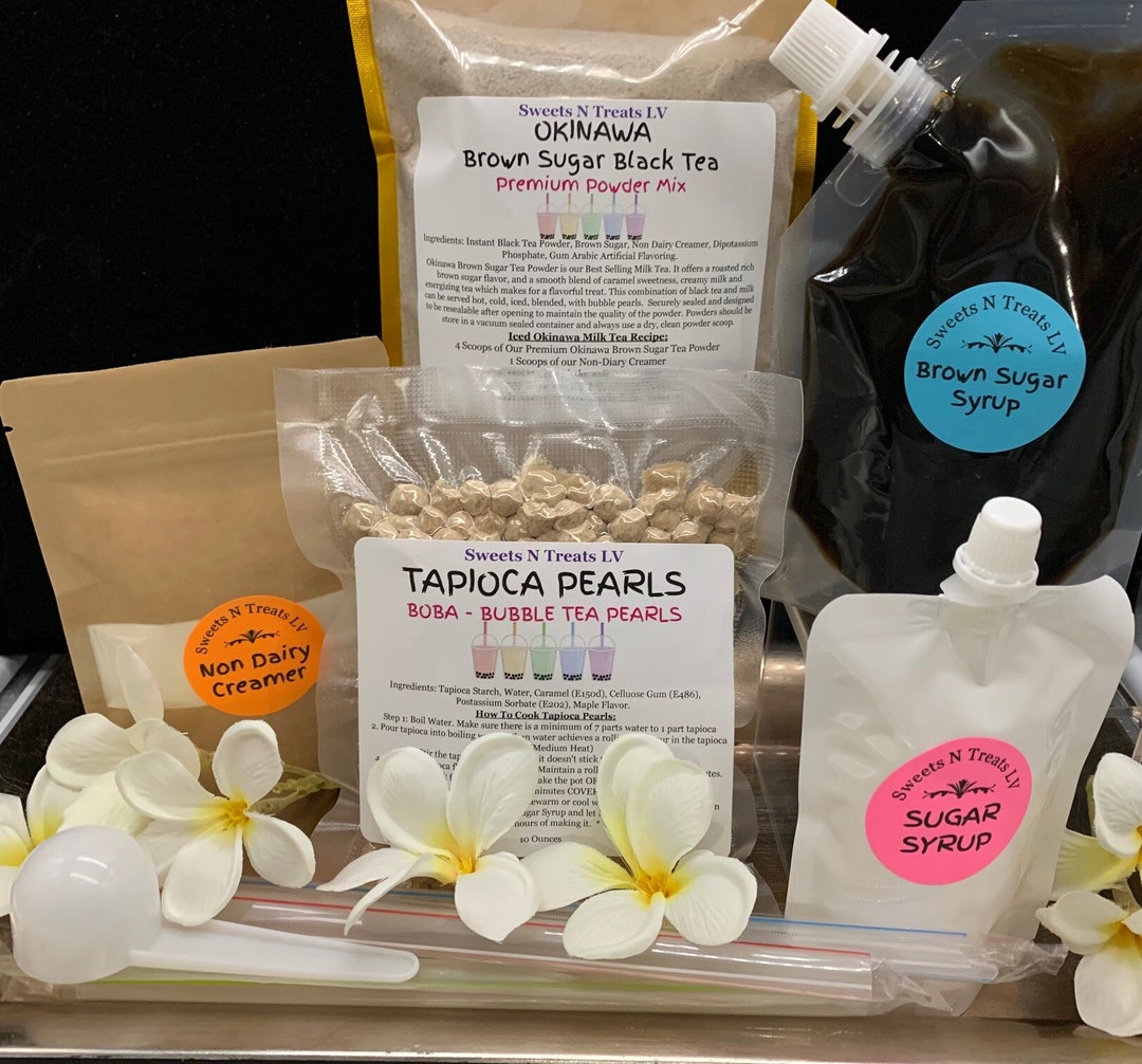 Deluxe OKINAWA Brown Sugar Milk Tea Powder Bubble Tea Boba Tapioca ...