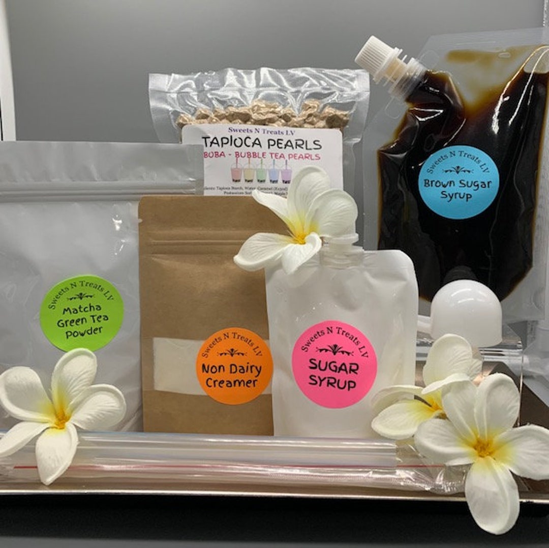 Premium MATCHA Green Tea Boba Bubble Tea DIY KIT Powder Milk Tea ...