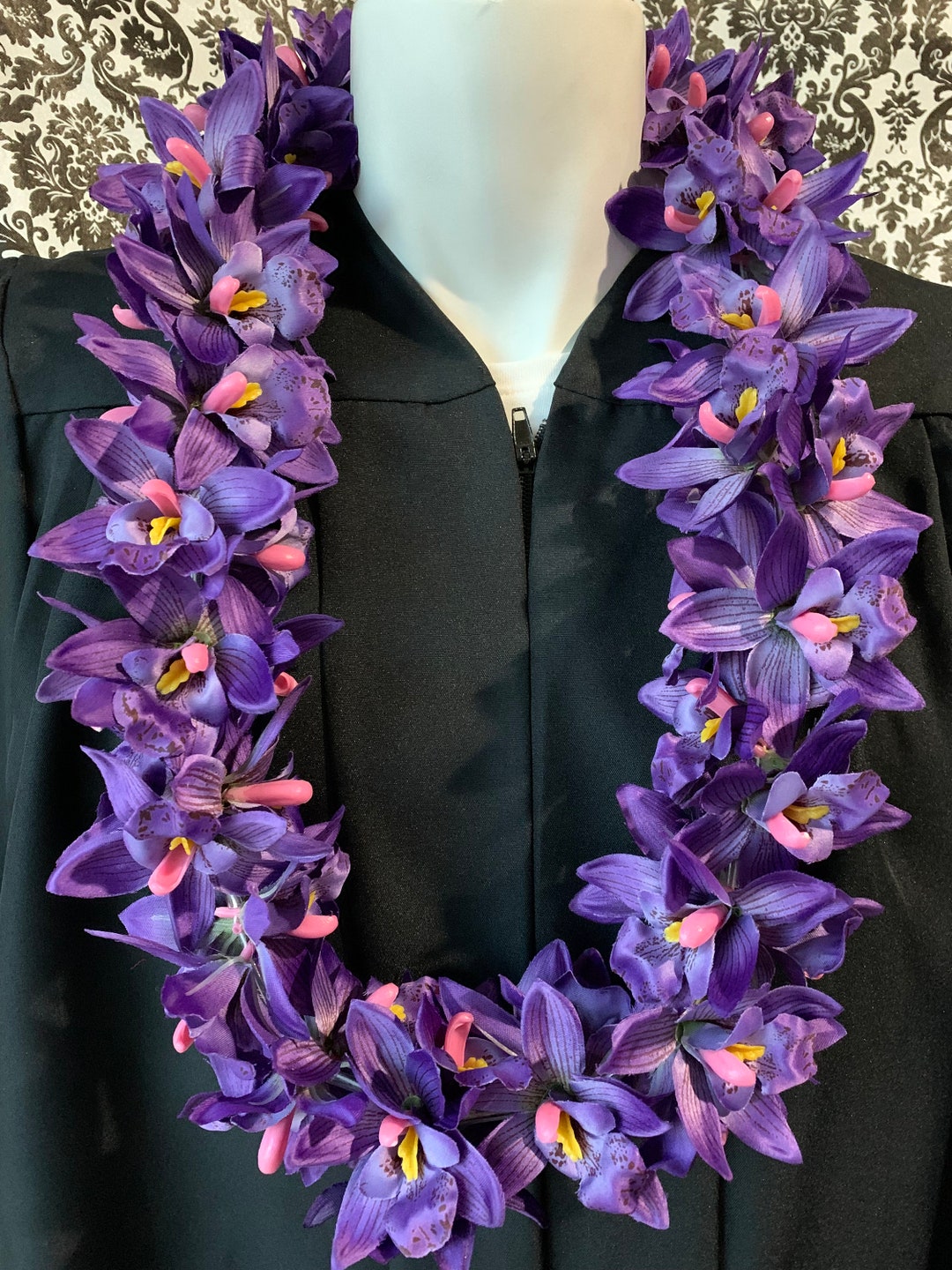 Class of 2025 Hawaiian ORCHID Flower Lei Fabric Flower Lei Graduation ...