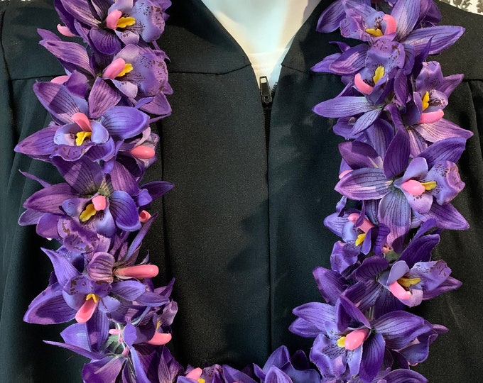 Class of 2025 Hawaiian ORCHID Flower Lei Fabric Flower Lei Graduation ...