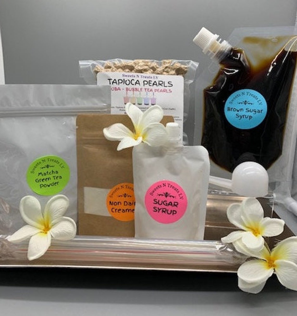 Premium MATCHA Green Tea Boba Bubble Tea DIY KIT Powder Milk - Etsy