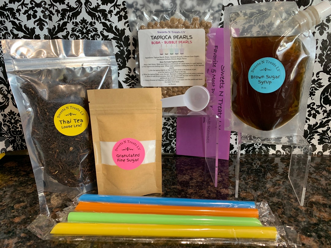 Premium THAI TEA Boba Bubble Pearls Iced Tea Brown Sugar Syrup Milk Tea ...