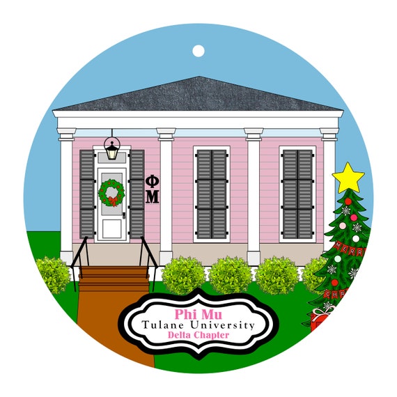Phi Mu Sorority House at Tulane University Christmas Ornaments - Etsy