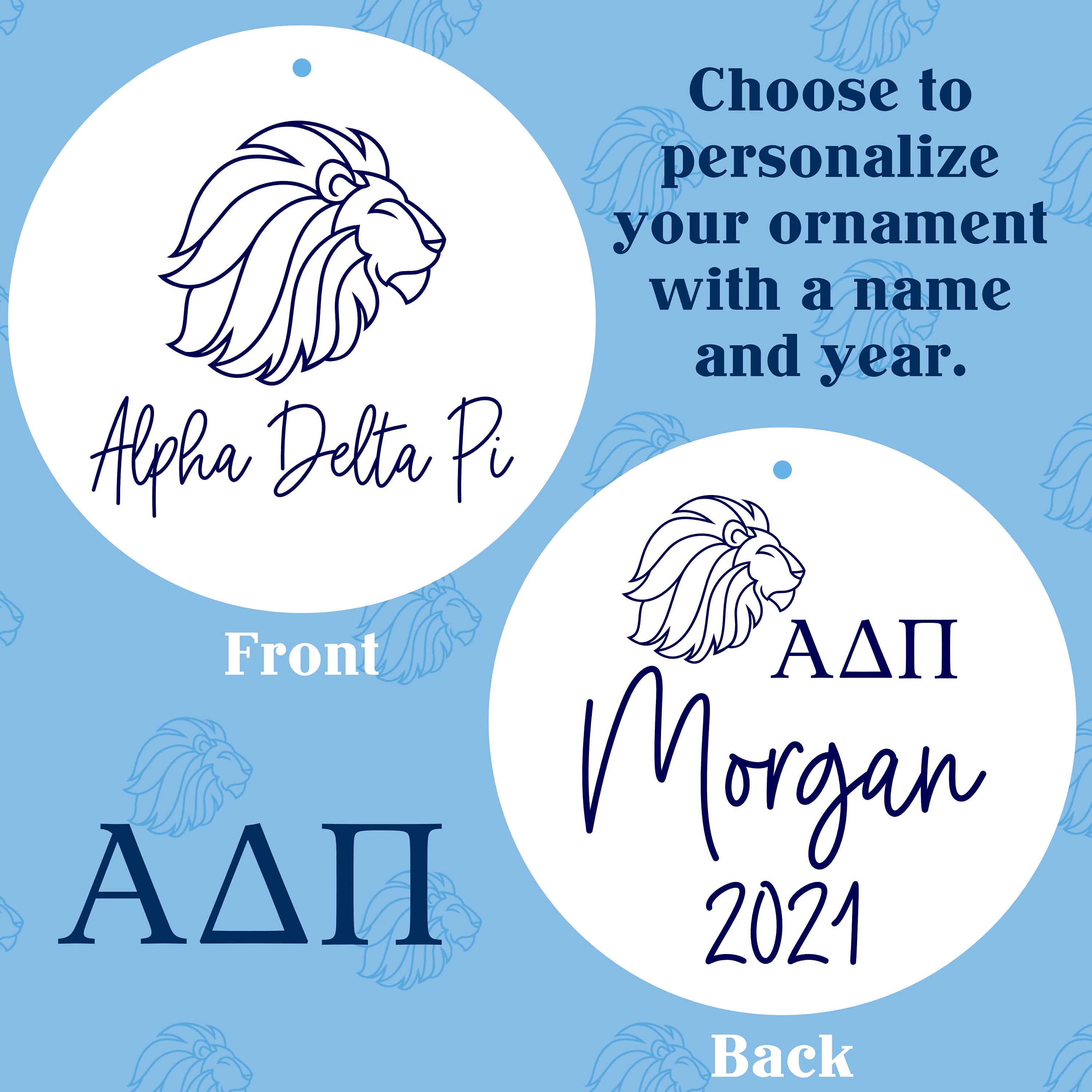 Alpha Delta Pi Sorority Alphie the Lion Christmas Ornament - Etsy