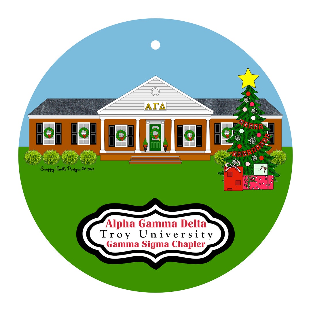 Alpha Gamma Delta at Troy University Sorority House Christmas Ornament Gamma Sigma Chapter ΑΓΔ ...