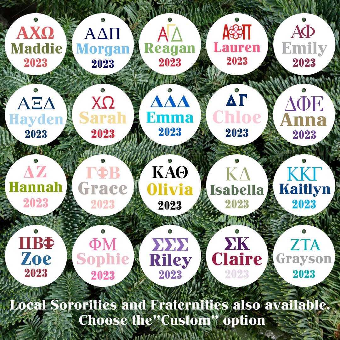 Custom Greek Letters Sorority & Fraternity Christmas Ornaments With ...