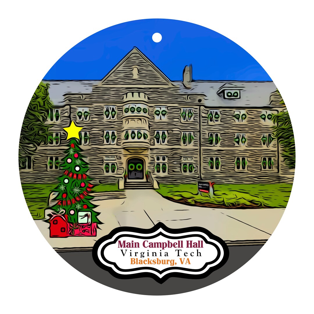 Main Campbell Hall at Virginia Tech University Christmas Ornament ...