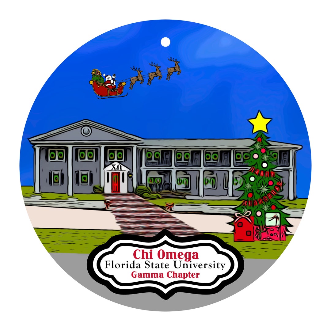 Chi Omega Sorority House at Florida State University Christmas Ornament ...