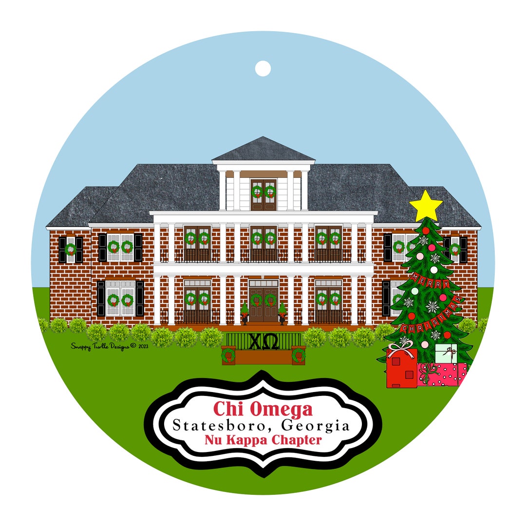 Chi Omega Sorority House in Statesboro, Georgia Christmas Ornament - Nu ...
