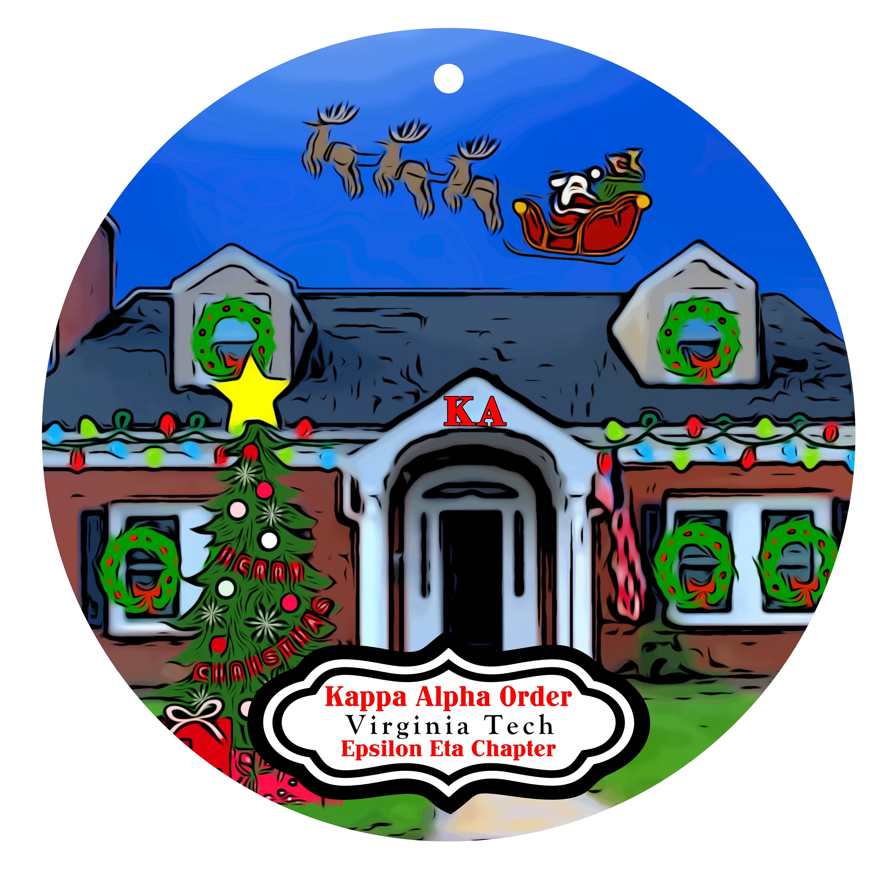 Kappa Alpha Order Fraternity House at Virginia Tech Christmas Ornament ...